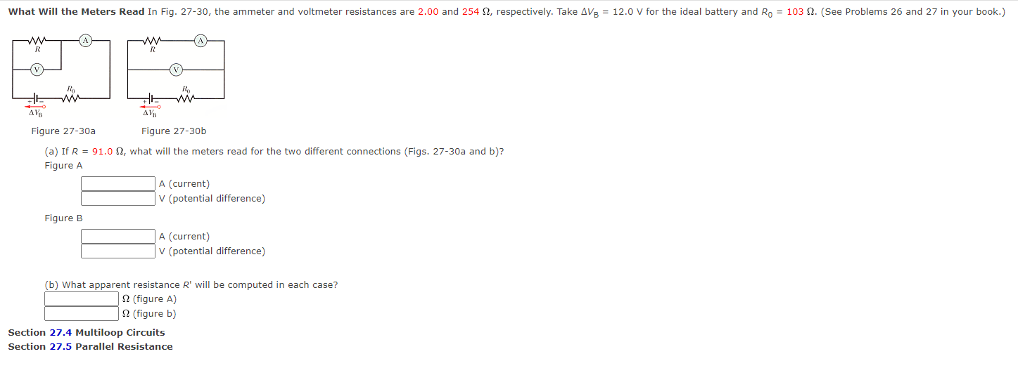 Solved Figure 27-30aFigure 27-30b(a) ﻿If R=91.0Ω, ﻿what will | Chegg.com