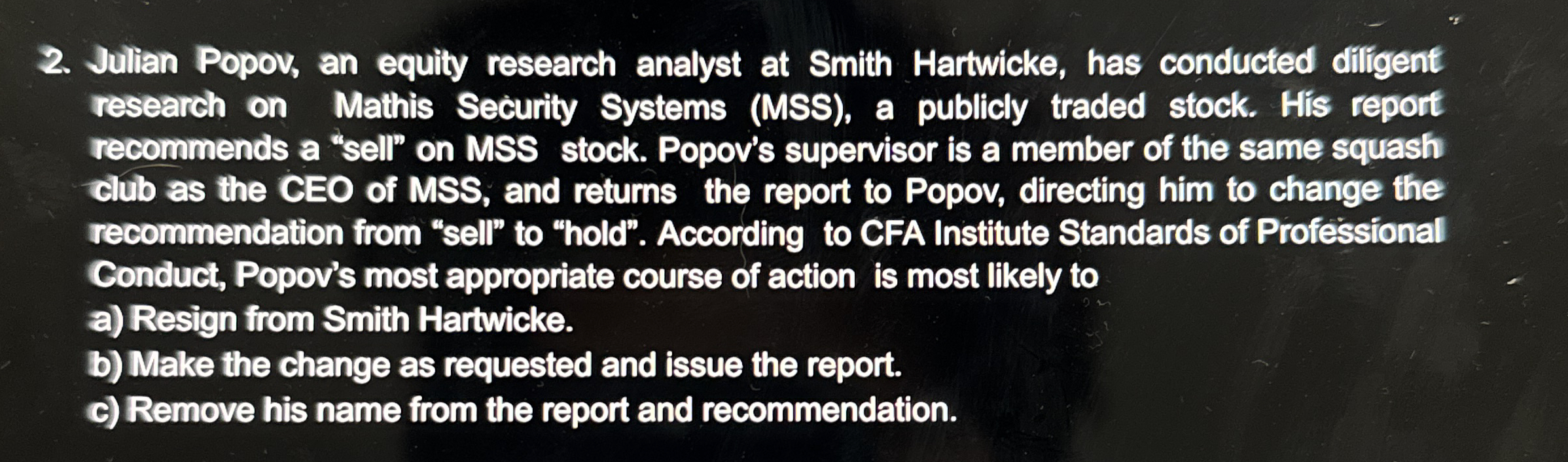 Solved Julian Popov, an equity research analyst at Smith | Chegg.com