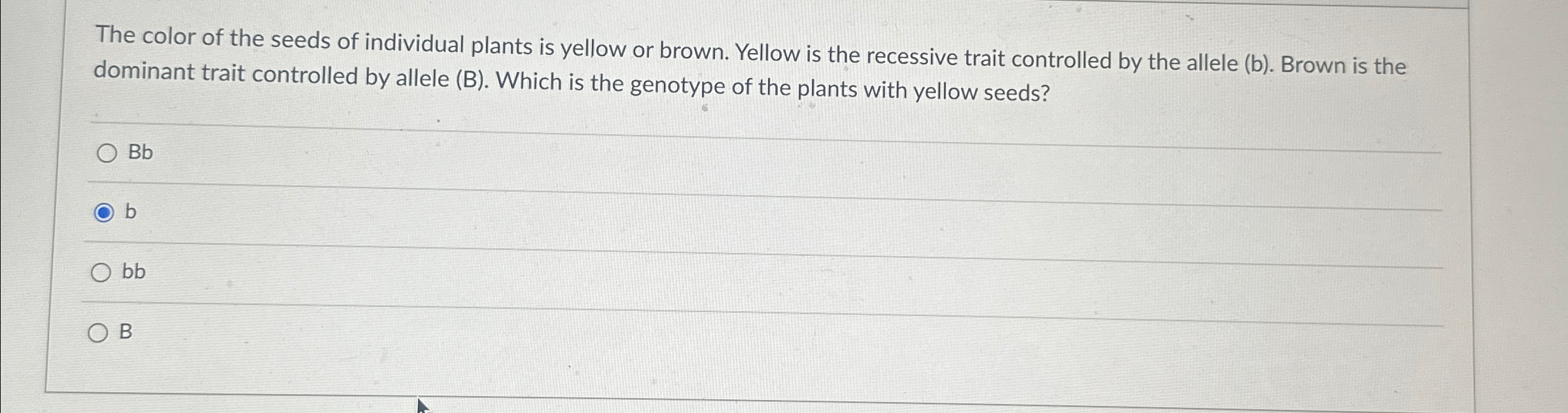 Solved The color of the seeds of individual plants is yellow | Chegg.com