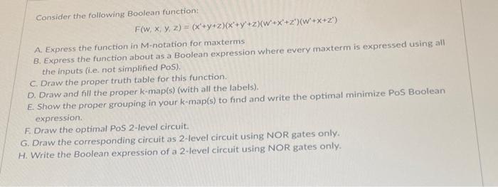 Solved Consider The Following Boolean Function 3298