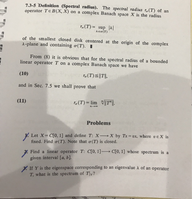 Solved 7.3-5 Definition (Spectral radius). The spectral | Chegg.com