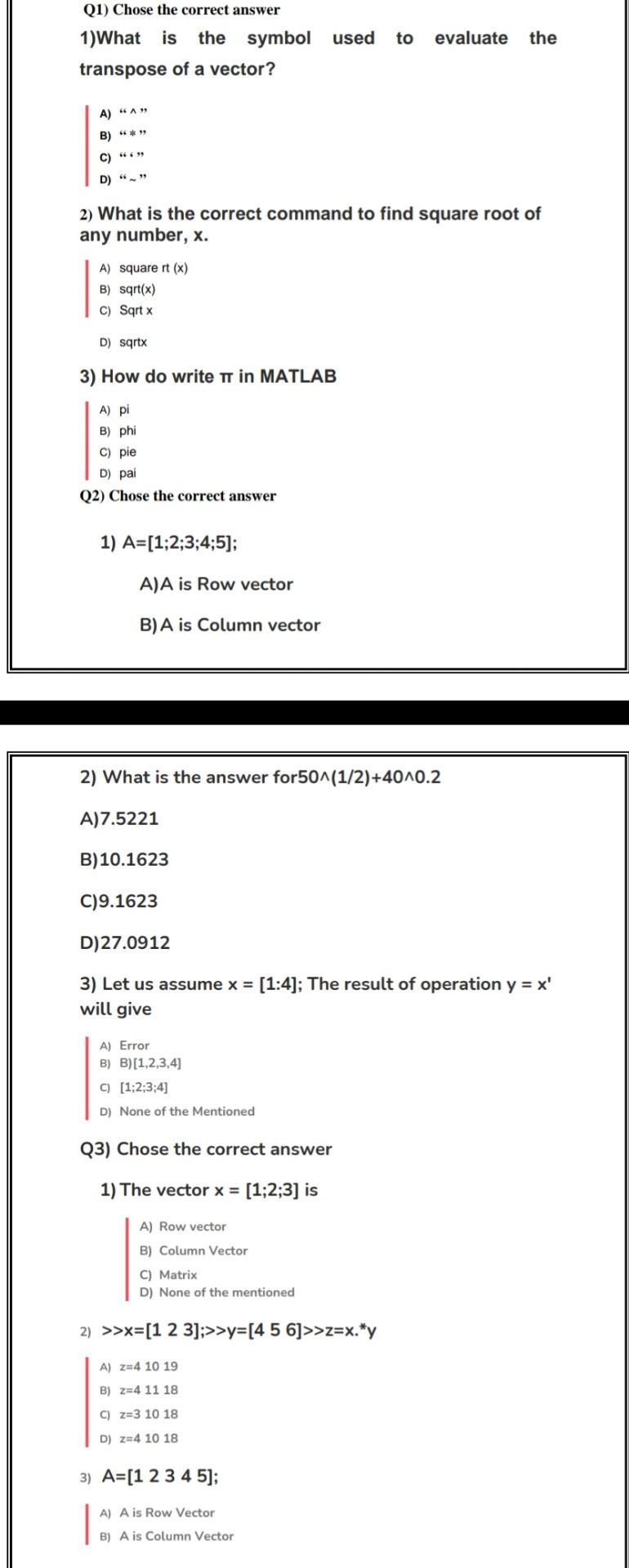 Solved Q1) Chose the correct answer 1) What is the symbol | Chegg.com