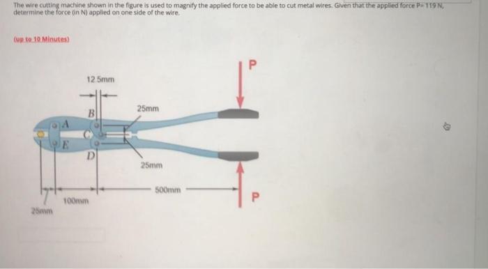 Solved The wire cutting machine shown in the figure is used | Chegg.com