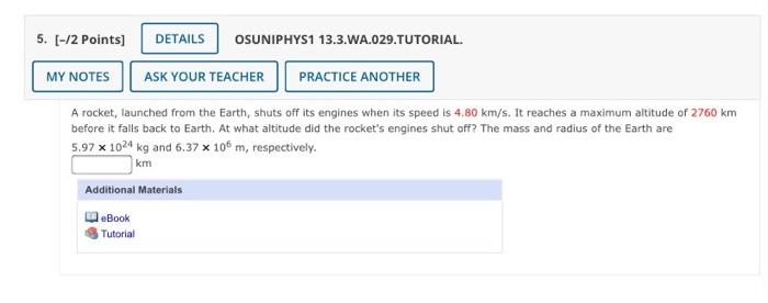 Solved 5. (-/2 points) DETAILS OSUNIPHYS1 | Chegg.com Solved 5. (-/2 points) DETAILS OSUNIPHYS1 | Chegg.com