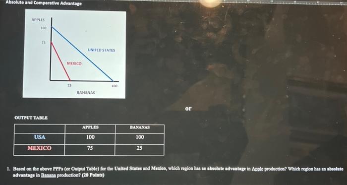 Solved Absolute and Comparative Advantage APPLES 100 75 | Chegg.com