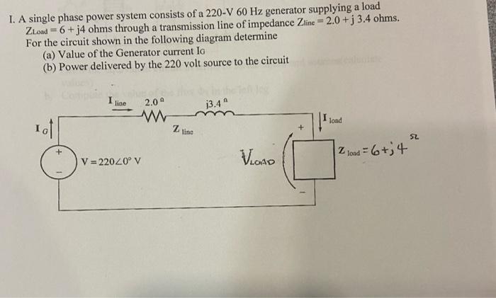 Solved 1. A single phase power system consists of a 220-V 60 | Chegg.com