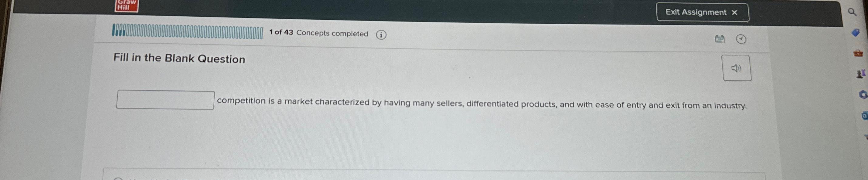 Solved Exit Assignment x1 ﻿of 43 ﻿Concepts completedFill in | Chegg.com