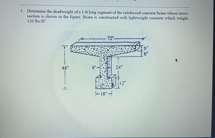 Solved 1. Determine the deadweight of a 1-ft long segment of | Chegg.com
