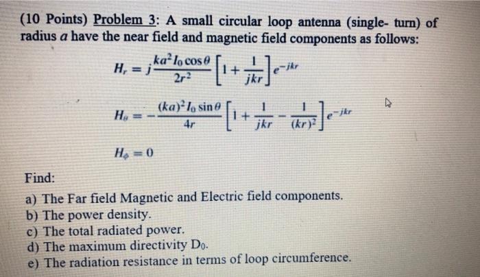 (10 Points) Problem 3: A small circular loop antenna | Chegg.com