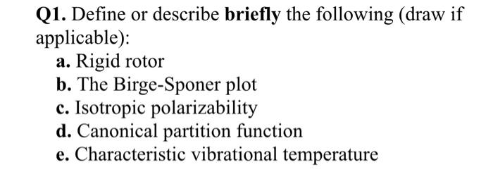 Solved Q1. Define or describe briefly the following (draw if | Chegg.com