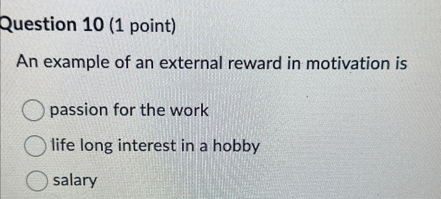 Solved Question 10 (1 ﻿point)An example of an external | Chegg.com