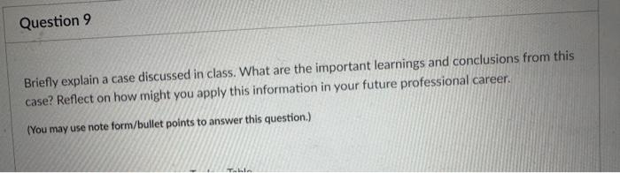 Solved Briefly explain a case discussed in class. What are | Chegg.com