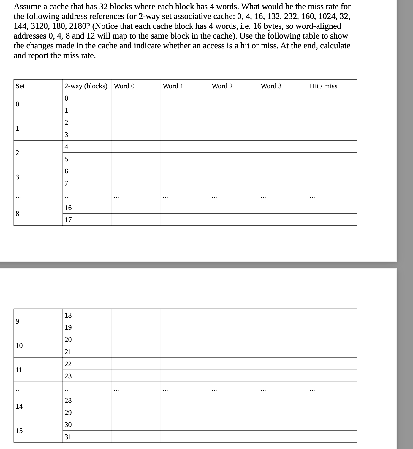 Solved Assume a cache that has 32 ﻿blocks where each block | Chegg.com