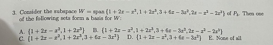 Solved Consider the subspace | Chegg.com