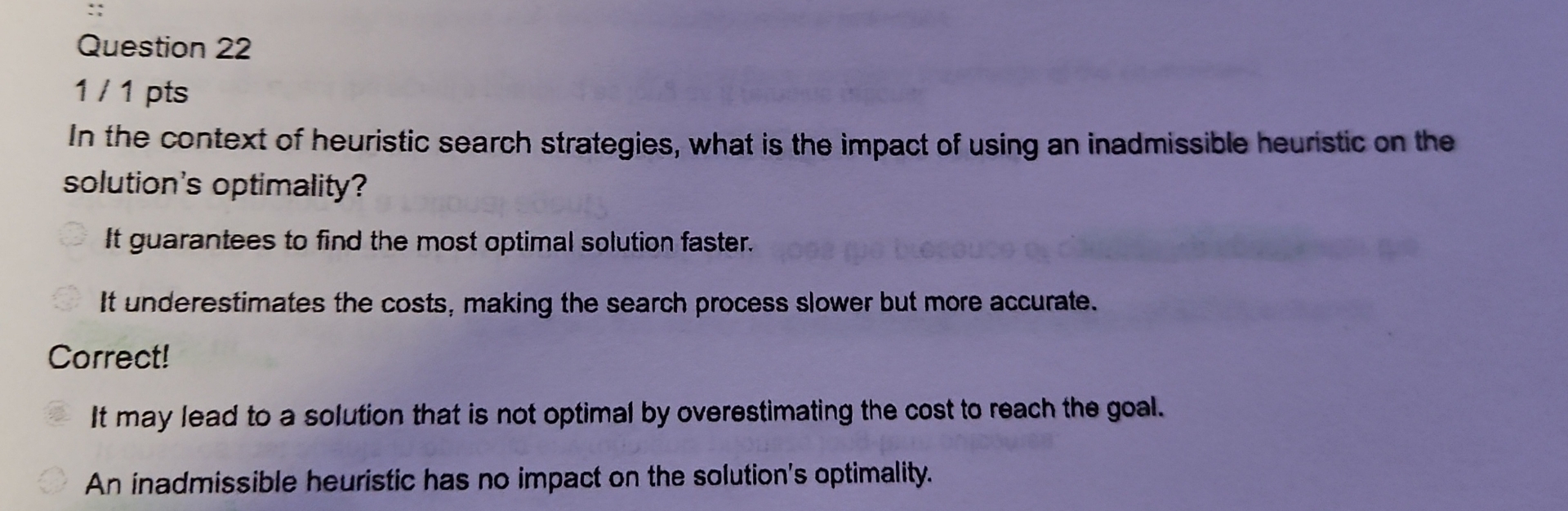 Solved Question 2211 ﻿ptsIn the context of heuristic search | Chegg.com