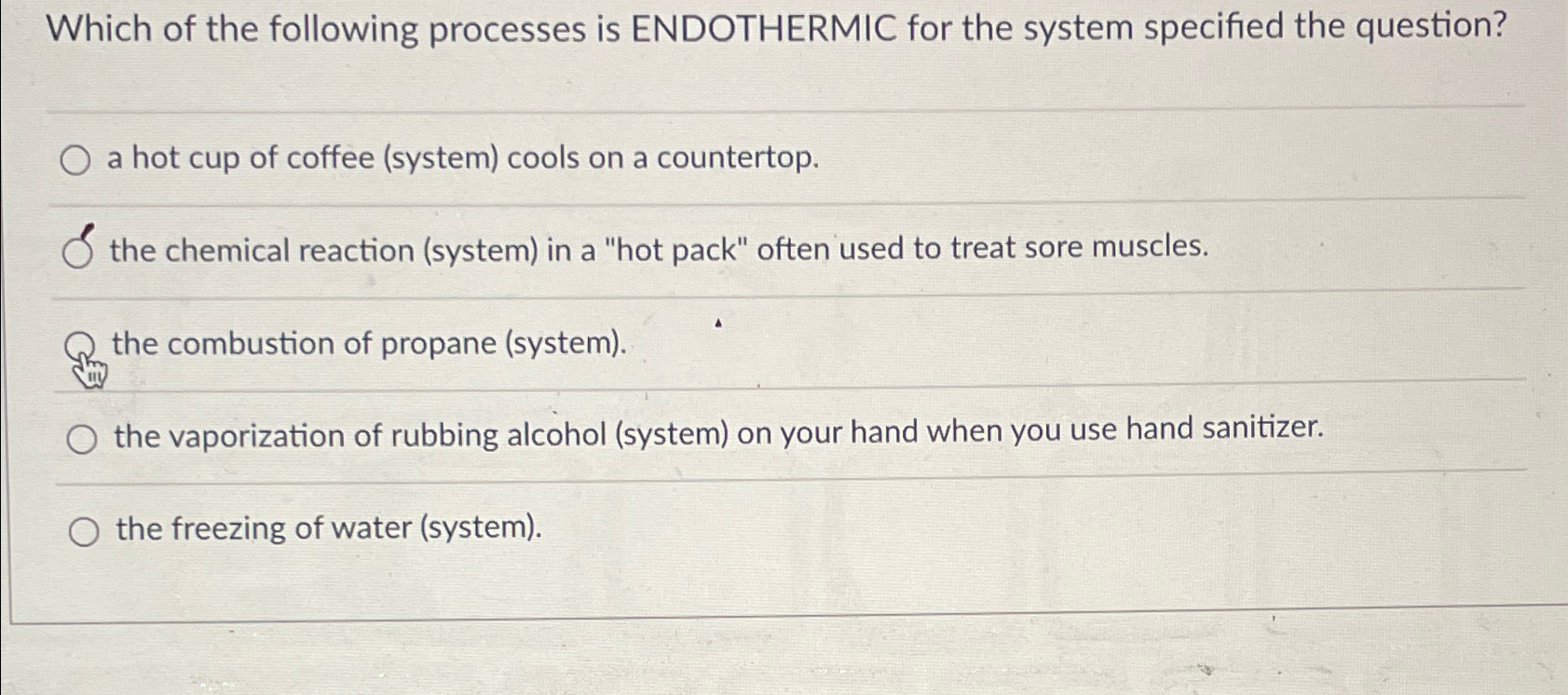 Solved Which of the following processes is ENDOTHERMIC for | Chegg.com