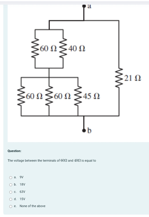 Solved Question:The voltage between the terminals of 60Ω | Chegg.com