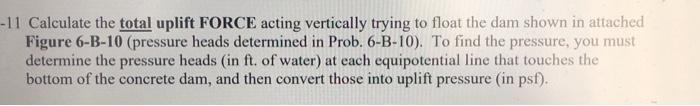 Solved -11 Calculate the total uplift FORCE acting | Chegg.com
