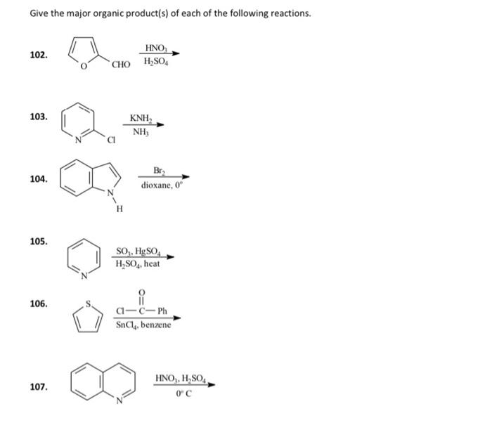 Solved Give the major organic product(s) of each of the | Chegg.com