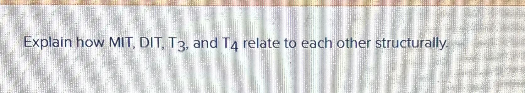 Solved Explain how MIT, DIT, T3, ﻿and T4 ﻿relate to each | Chegg.com