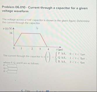 Solved Problem 06.010 - ﻿Current through a capacitor for a | Chegg.com