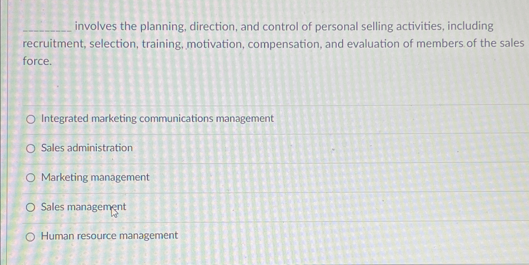 Solved involves the planning, direction, and control of | Chegg.com