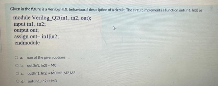 Solved Given in the figure is a Verilog HDL behavioural | Chegg.com