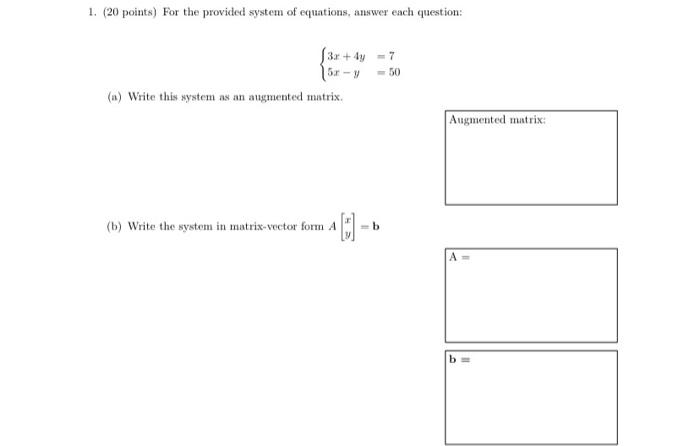 Solved 1. (20 For the poolest tema o ya (a) Write this year | Chegg.com