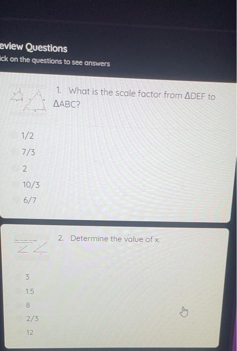 1. What is the scale factor from DEF to ABC ? 1/2 | Chegg.com