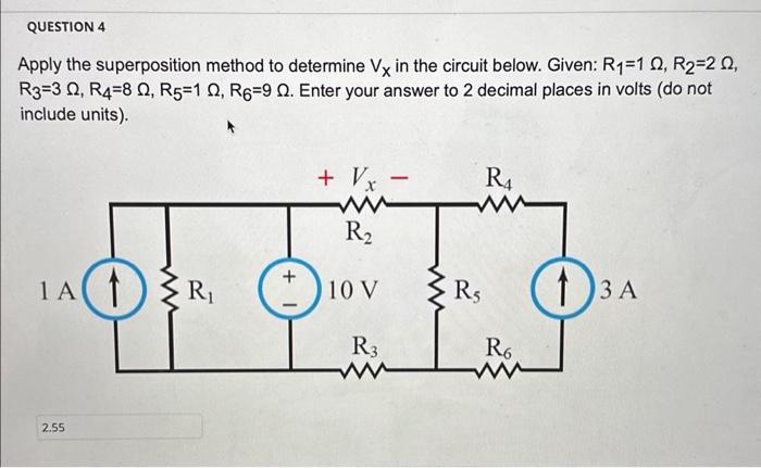 Solved Apply the superposition method to determine VX in the | Chegg.com