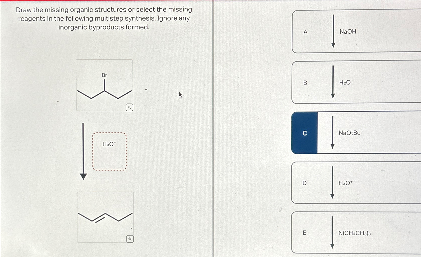 Solved Draw the missing organic structures or select the | Chegg.com