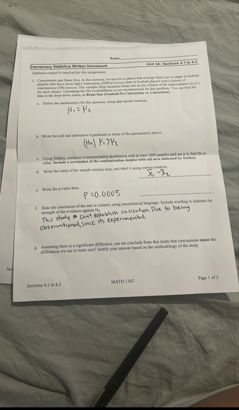 Namelq,Elementary Statistics Written HomeworkUnit 3A: | Chegg.com