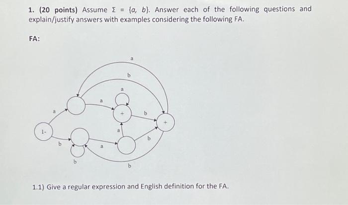 Solved 1. (20 points) Assume Σ = {a, b}. Answer each of the | Chegg.com Solved 1. (20 points) Assume Σ = {a, b}. Answer each of the | Chegg.com
