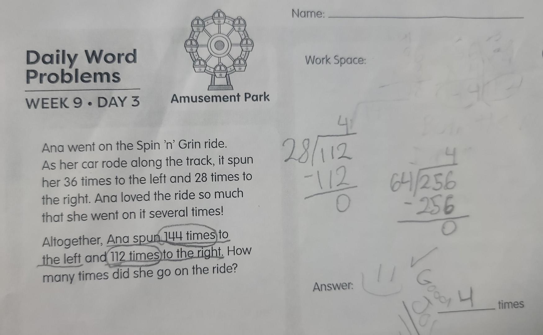 Solved Daily Word Work Space: Problems NEEK 9⋅ DAY 3 | Chegg.com