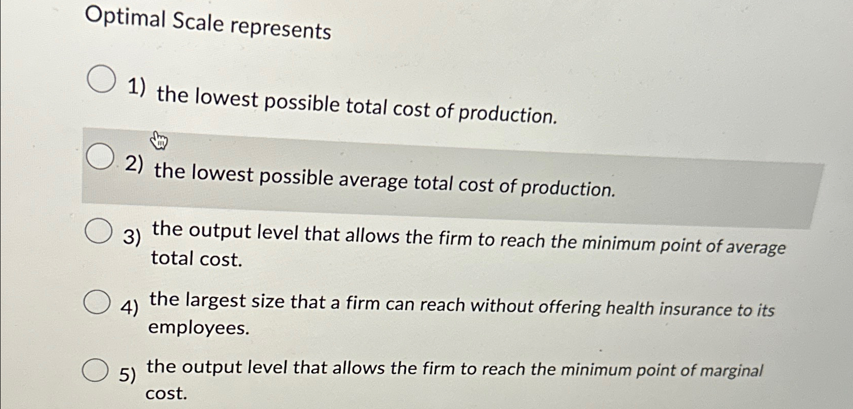 Solved Optimal Scale representsthe lowest possible total | Chegg.com