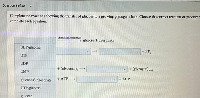 Solved Question 3 of 10 > Complete the reactions showing the | Chegg.com
