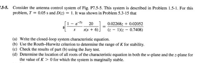 Solved Consider the antenna control system of Fig. P7.5-5. | Chegg.com