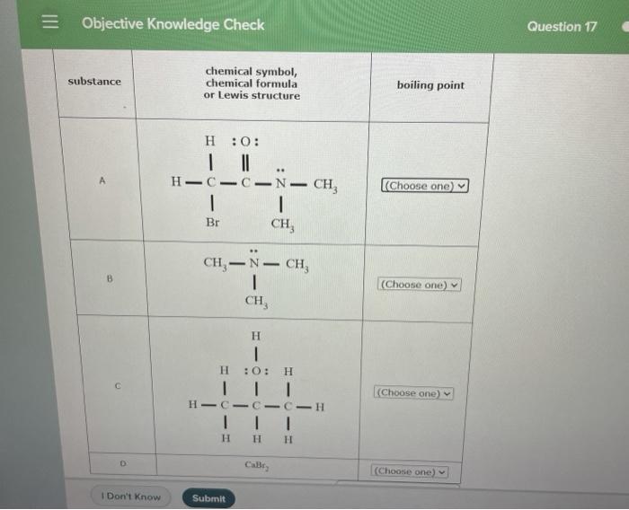 Solved = Objective Knowledge Check Question 17 substance | Chegg.com