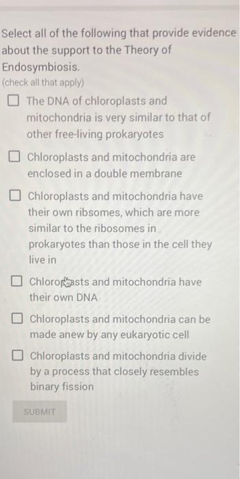 Solved Select all of the following that provide evidence | Chegg.com