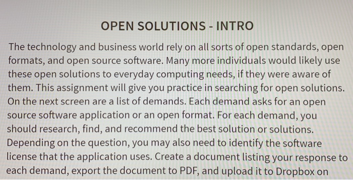 Solved OPEN SOLUTIONS - INTRO The technology and business | Chegg.com