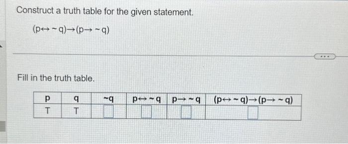 Solved Construct A Truth Table For The Given Statement 8133