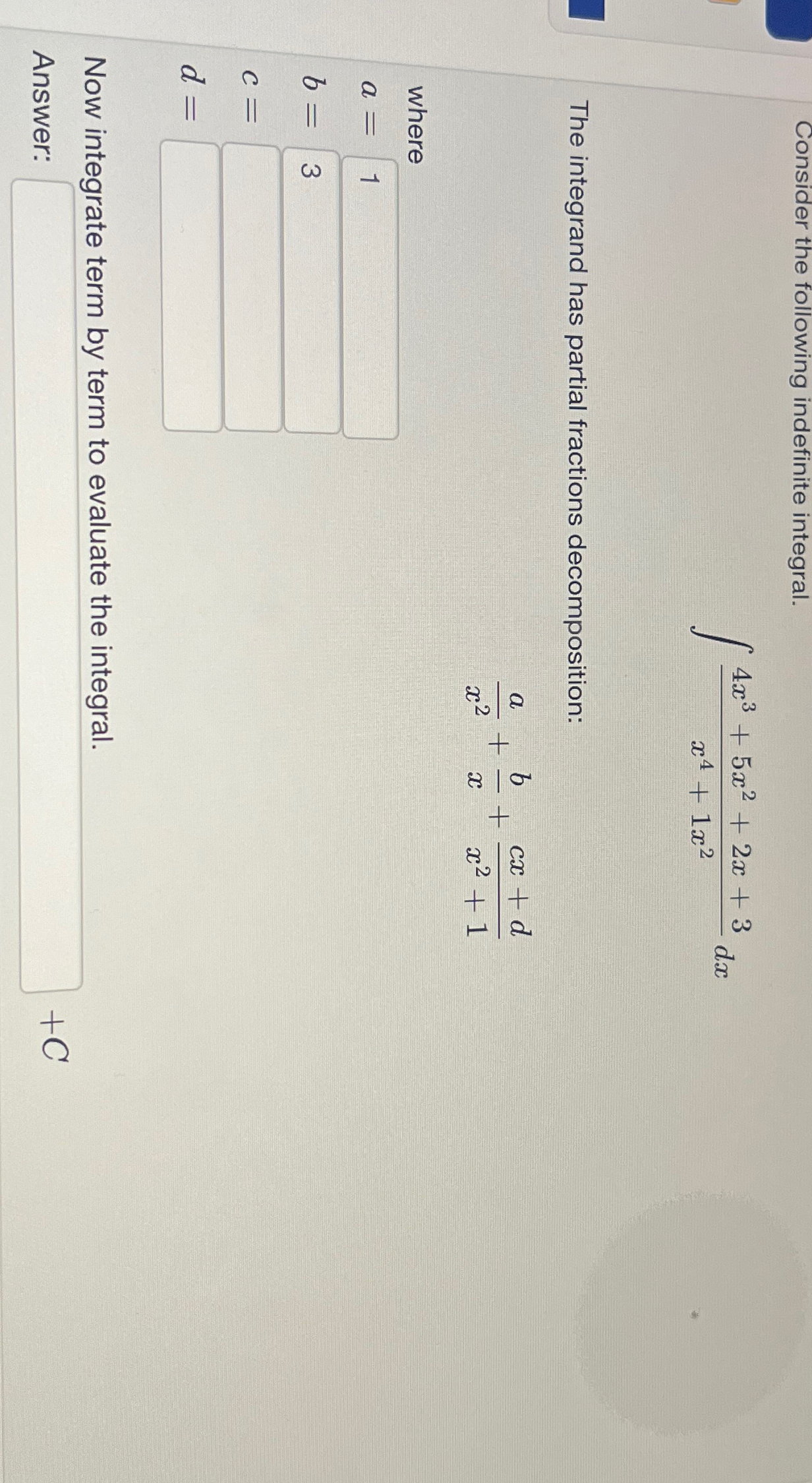 Solved Consider the following indefinite | Chegg.com