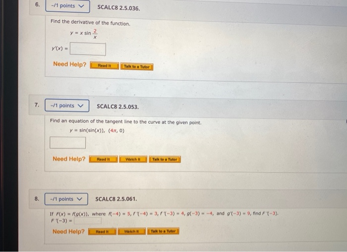 Solved -/1 points v SCALC8 2.5.036. Find the derivative of | Chegg.com