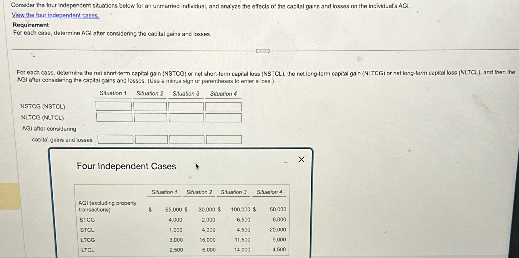 Solved Consider the four independent situations below for an | Chegg.com Solved Consider the four independent situations below for an | Chegg.com
