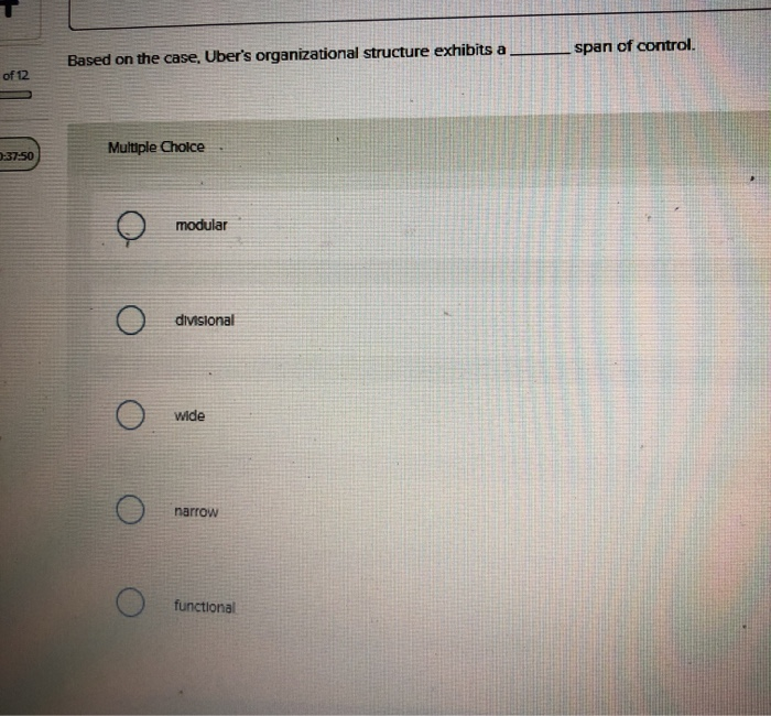 Based on the case, Uber's organizational structure | Chegg.com