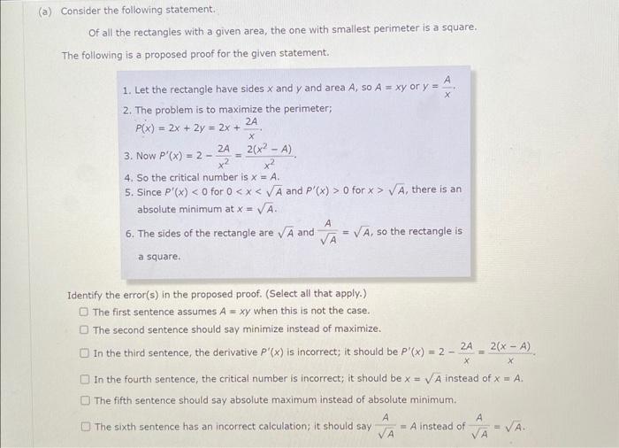Solved (a) Consider the following statement. of all the | Chegg.com