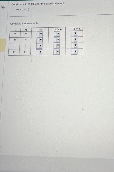 Solved K Construct a truth table for the given statement. | Chegg.com