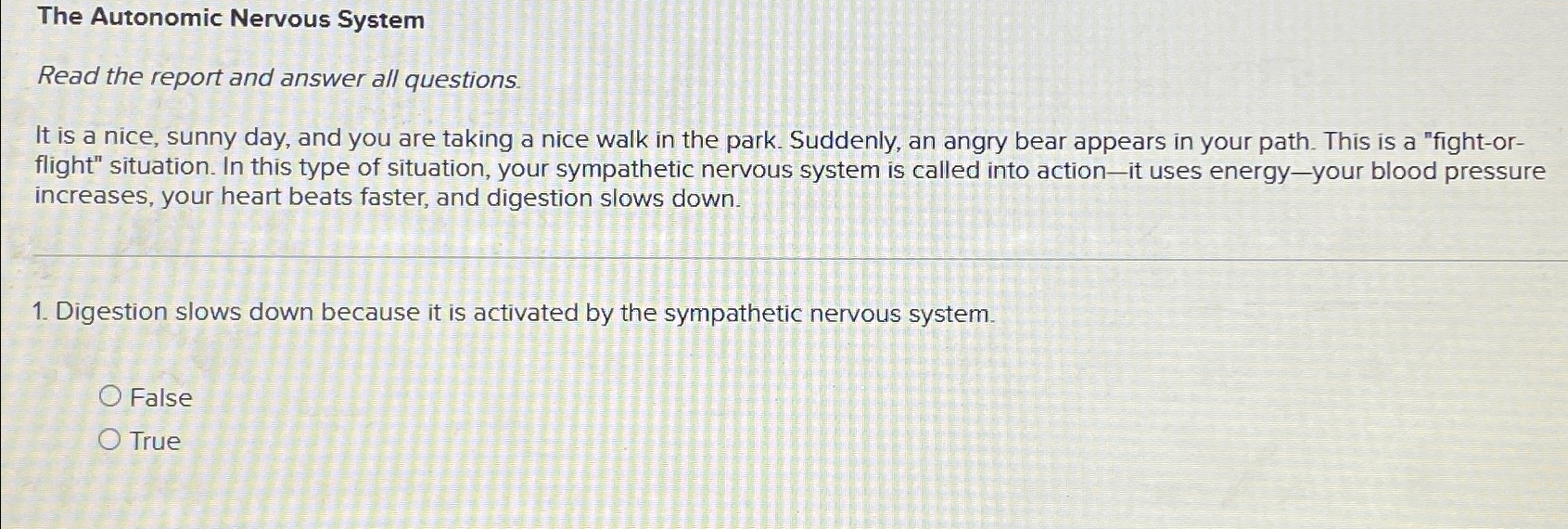 Solved The Autonomic Nervous SystemRead the report and | Chegg.com