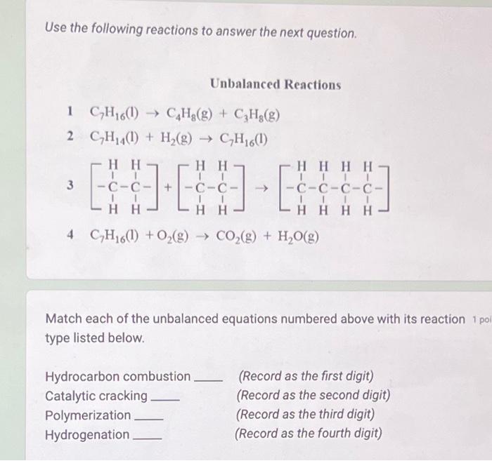 Solved Use the following reactions to answer the next | Chegg.com