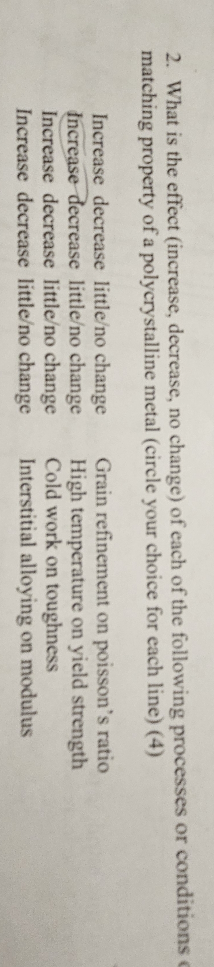 Solved What is the effect (increase, ﻿decrease, no change) | Chegg.com